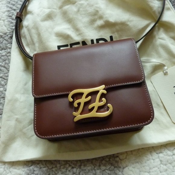 Fendi | Bags | Fendi Karligraphy Ff Logo Leather Shoulder Bag | Poshmark